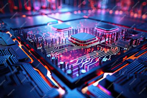 Premium Ai Image Close Up Macro Shot Of Circuit Cyberspace Board With Computer Motherboard