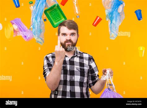 Environmental Pollution Plastic Recycling Problem And Waste Disposal Concept Angry Man