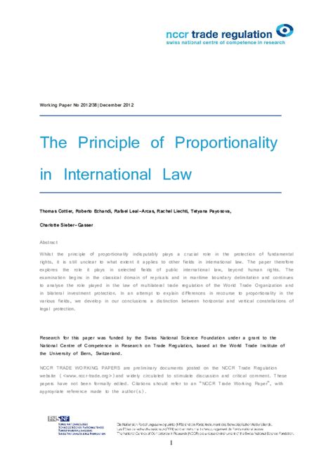Pdf The Principle Of Proportionality In International Law
