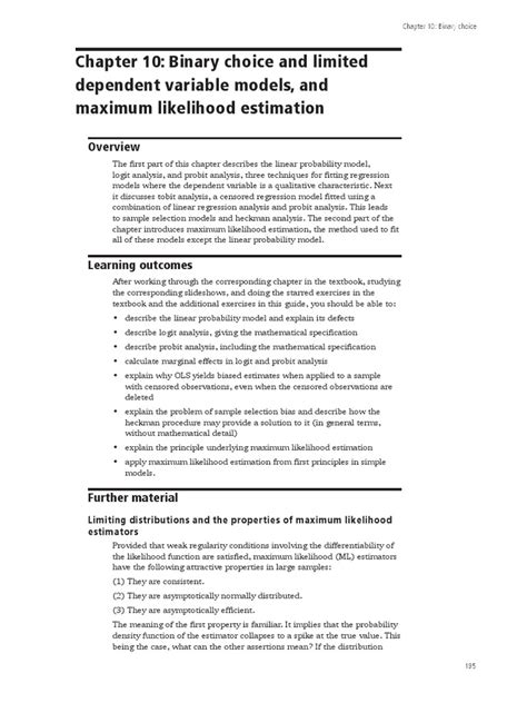 Chapter 10 Binary Choice And Limited Dependent Variable Models And