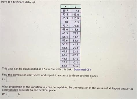 Solved Here Is A Bivariate Data Set This Data Can Be