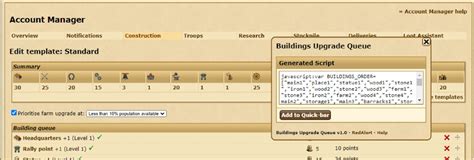buildings upgrade queue tribal wars scripts