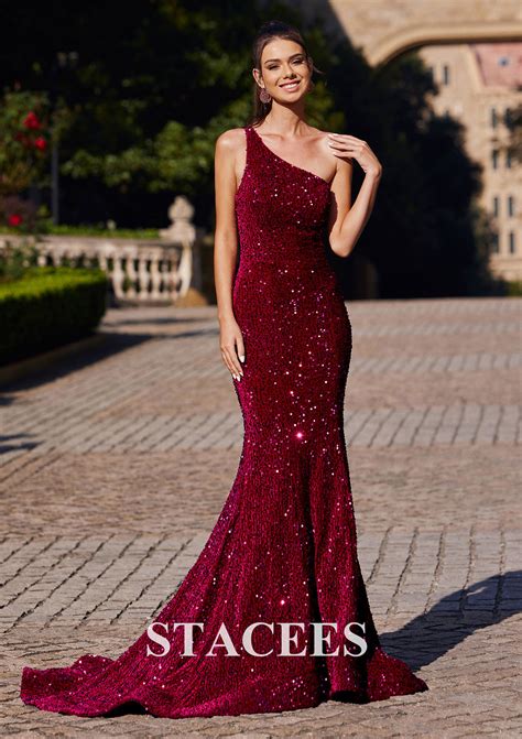 Trumpetmermaid One Shoulder Sleeveless Sweep Train Velvet Sequins Prom