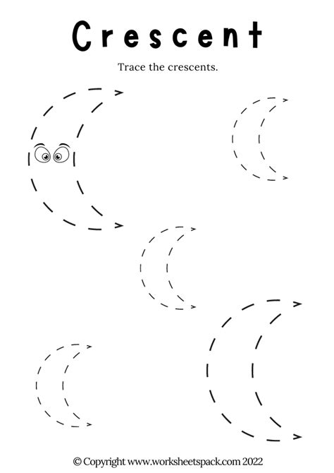 Free Crescent Tracing Worksheet PDF Printable And Online Worksheets
