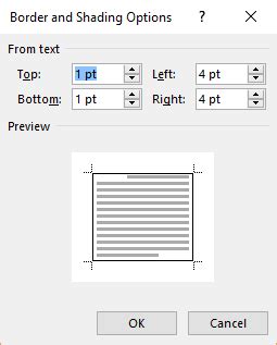 Setting The Distance Between Text And Borders Microsoft Word