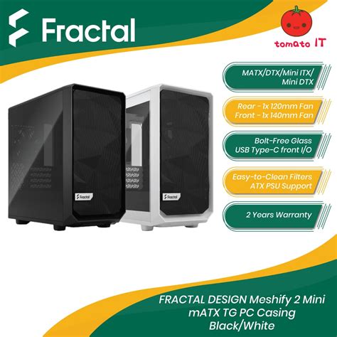 Fractal Design Meshify 2 Mini Matx Tempered Glass Pc Case Black White Shopee Malaysia
