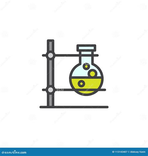 Laboratory Flask Griped In Stand Filled Outline Icon Stock Vector Illustration Of Icon