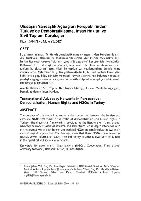 Pdf Transnational Advocacy Networks In Perspective Democratization