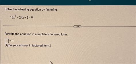 Solved Solve The Following Equation By