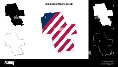 Middlesex County Connecticut Outline Map Set Stock Vector Image And Art