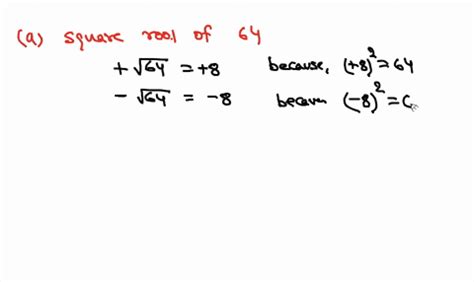 SOLVED A Find The Square Roots Of 64 See Example 1 B Find Numerade