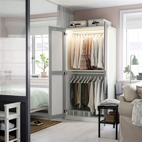 Pax Kammartorp Wardrobe Combination White Mirror Glassgrey