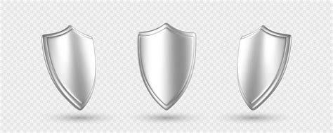 3d рендеринг металлических щитов, изолированных на прозрачном фоне ...