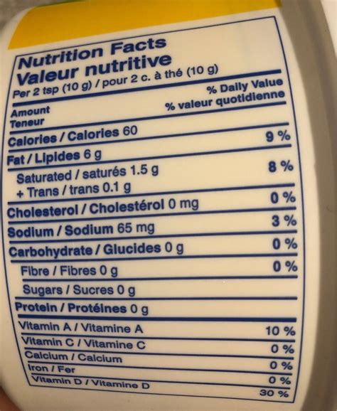 Margarine Nutritional Information At Celeste Fillmore Blog