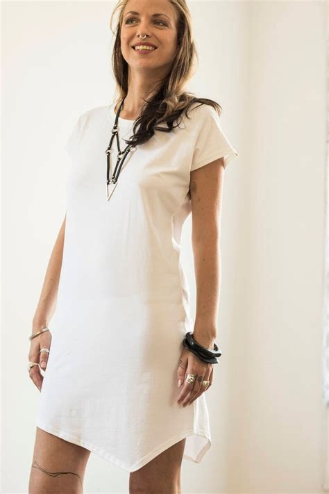 White T Shirt Dress Women White Dress Asymmetrical Dress Etsy