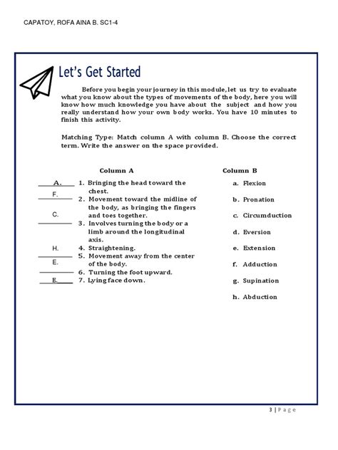 Pathfit 1 Module 3 Pdf Anatomical Terms Of Motion Human Anatomy