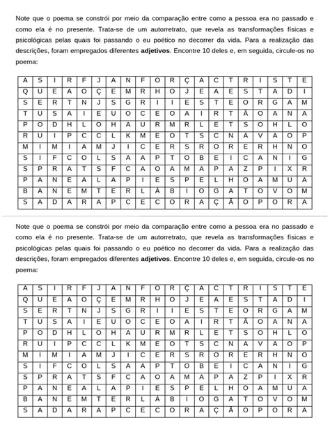 Adjetivos Cruzadinha Poema Autoretrato Pdf