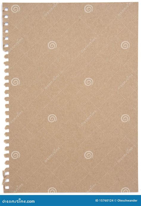 Blank Perforated Notebook Paper Sheet With Ripped Holes And Shadow