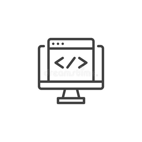 Coding Web Development Line Icon Stock Vector Illustration Of Line Thin