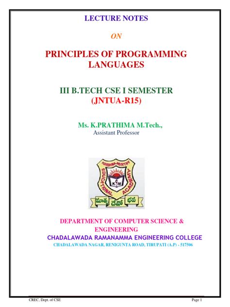 Ppl Complete Notes Jntuh Pdf Computer Program Programming