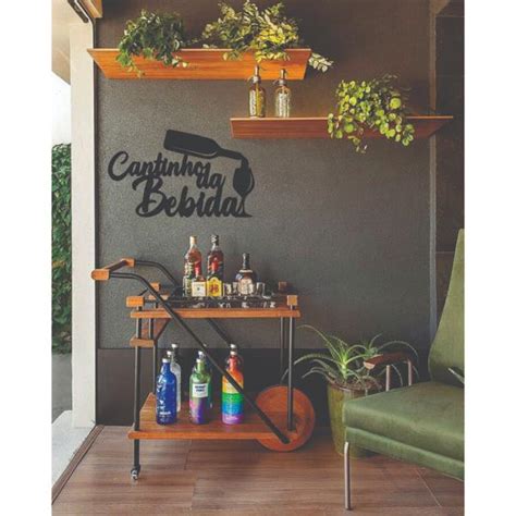 Quadro Decorativo Em MDF 3MM Cantinho Da Bebida Vinho Escultura 40x24cm