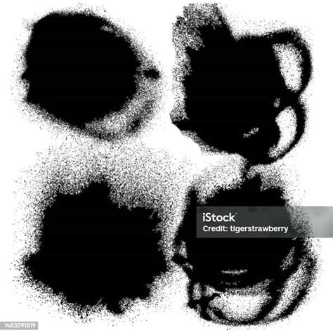 검은 그런지 스프레이 페인트 세트입니다 질감이 있는 스플래시와 브러쉬 디자인 요소 예술적인 브러시 디자인 추상적인 배경 손으로 그린 벡터 0명에 대한 스톡 벡터 아트 및