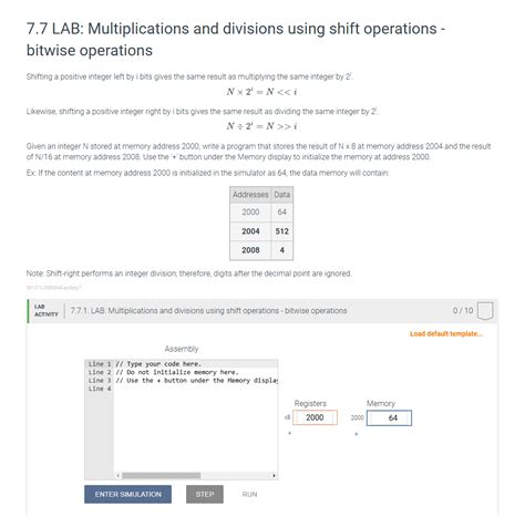 Solved 77 ﻿lab Multiplications And Divisions Using Shift