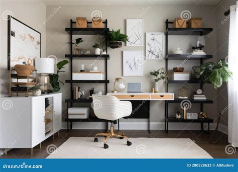 A Home Office With A Functional Workspace Efficient Storage And