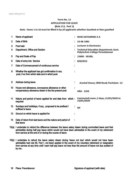 Leave Application Form 13 Excel Format Pdf Justice Crime And Violence