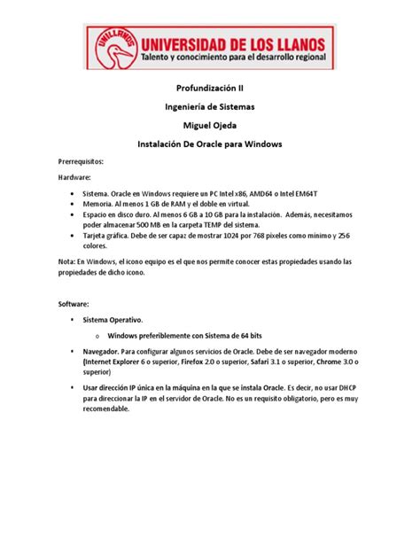 Manual De Instalacion Oracle Pdf Base De Datos Oracle Archivo De