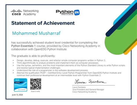 Mohammed Musharraf On Linkedin Hi Guys I Have Successfully Completed My Course Of Python