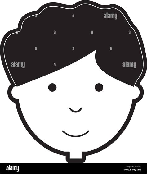 Flat Line Monochromatic Man Face Over White Background Vector Illustration Stock Vector Image