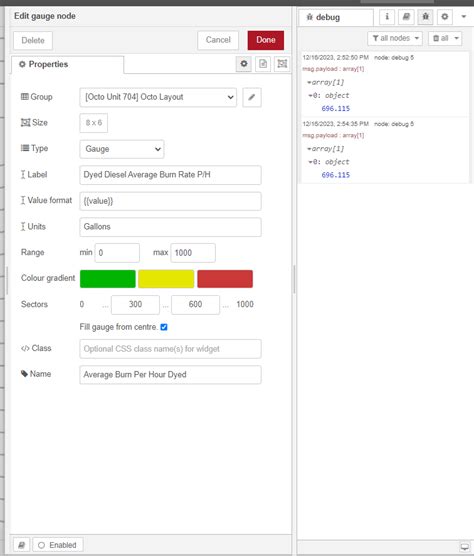 gauge data not working dashboard node red forum