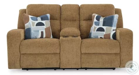 Kanlow Honey Double Reclining Console Loveseat From Ashley Furniture