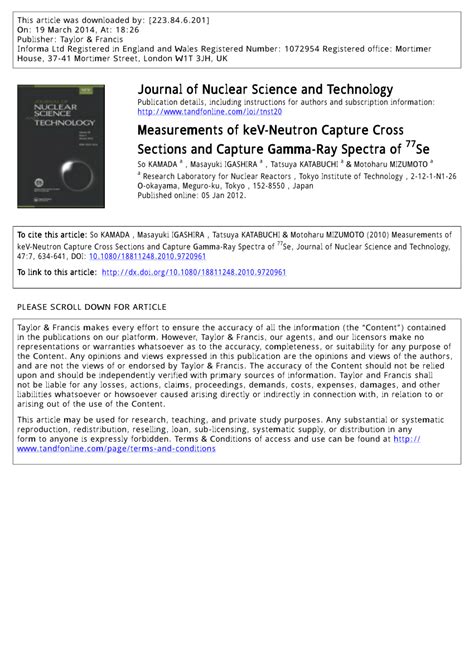 Pdf Measurements Of Kev Neutron Capture Cross Sections And Capture