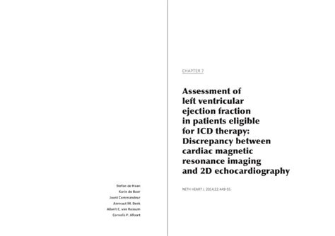 Pdf Assessment Of Left Ventricular Ejection Fraction In 7pdf · Cardiac Resynchronisation