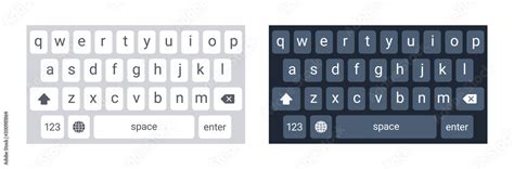Smartphone Keyboard In Light And Dark Mode Keypad Alphabet Buttons In Modern Flat Style Mobile