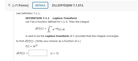 Solved 7 [ 1 Points] Details Zilldiffeq9m 7 1 013 Use