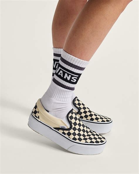 Vans Classic Slip On Stackform Checkerboard Blackclassic White Shoe