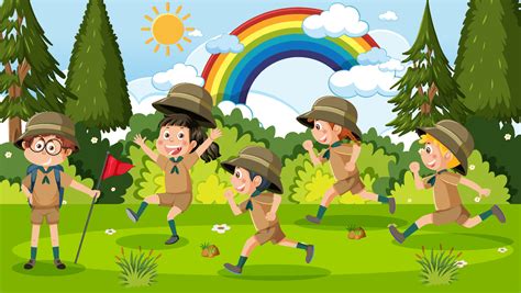 Niños Acampando Escena Del Bosque 11478885 Vector En Vecteezy