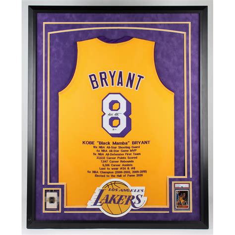 Kobe Bryant Signed 35x43 Custom Framed Career Highlight Stat Jersey