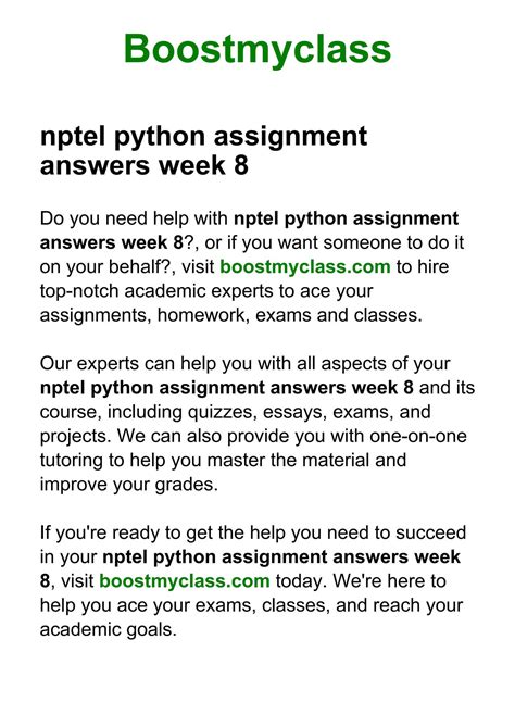 Nptel Python Assignment Answers Week 8 By Boost My Class Issuu
