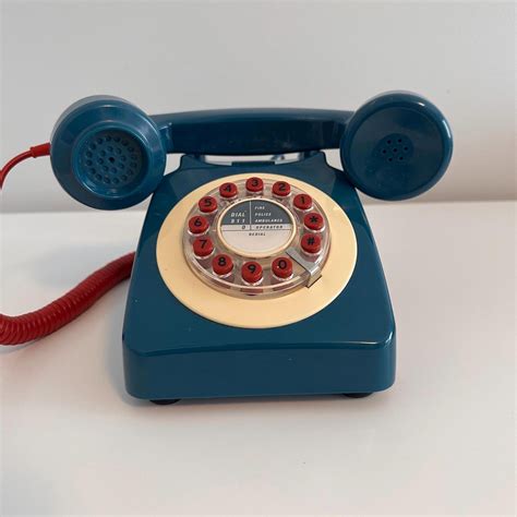Retro Telephone Push Button Vintage Phone Blue Telephone Turquoise Telephone Old School Phone