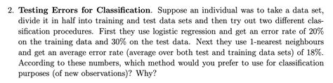 Solved Testing Errors For Classification Suppose An Chegg