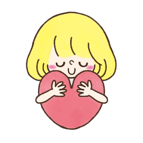 ハートを抱っこしている女の子 無料イラスト素材素材ラボ
