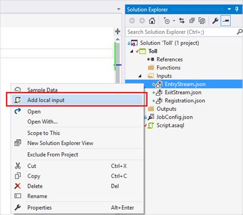 使用 Visual Studio 在本地测试 Azure 流分析查询 Azure Stream Analytics Microsoft