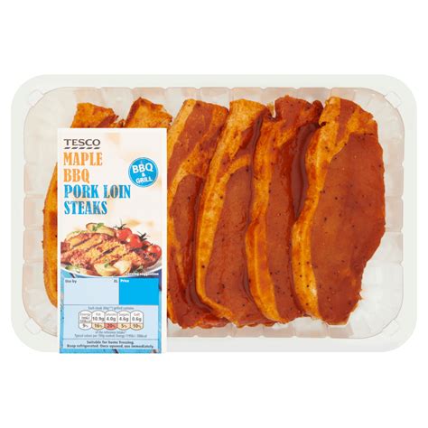 Tesco Fire Pit 6 Maple Bbq Pork Loin Steaks 600g One Stop