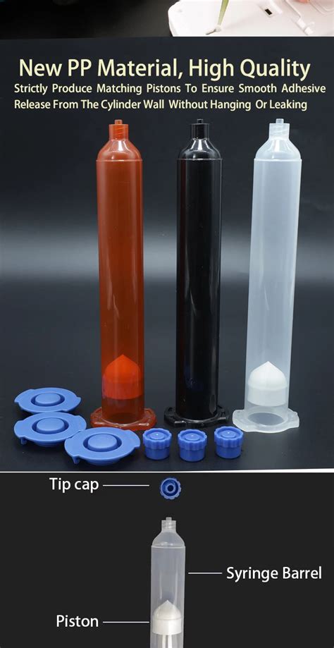 New 55cc Syringe Barrel Tip End Piston Suit Clear Plastic Pp Pe