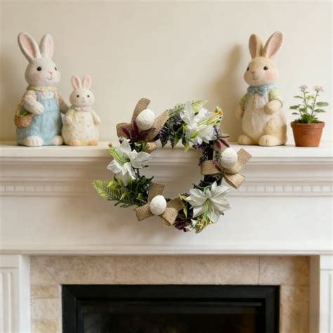 Fwttom Easter Wreath Easter Decorations With Colored Egg Design