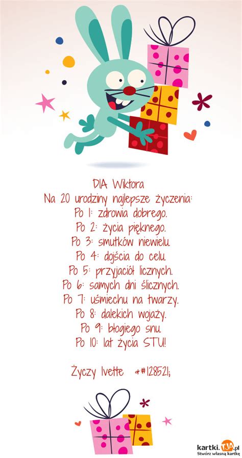 Na 20 urodziny najlepsze życzenia Darmowe kartki